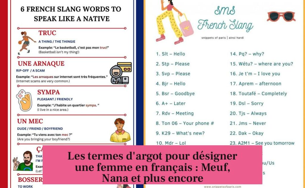 Les termes d'argot pour désigner une femme en français : Meuf, Nana et ...